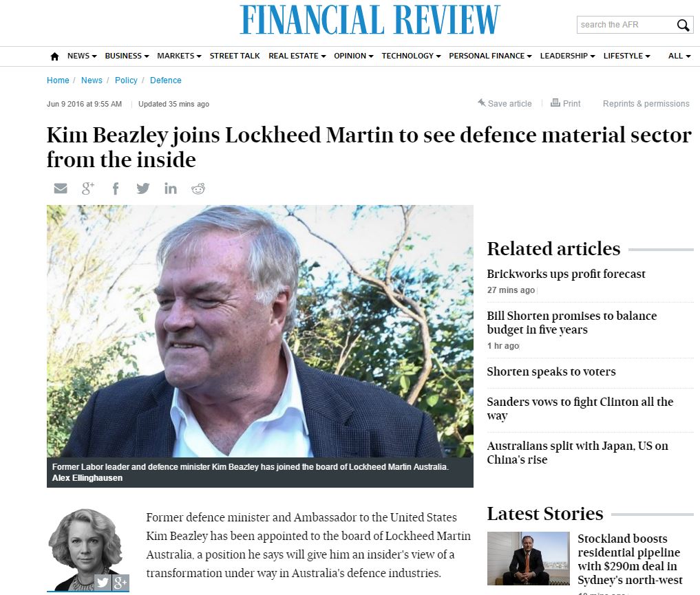 Point Luck: Recent Australian Ambassador to the U.S., Kim Beazley ...