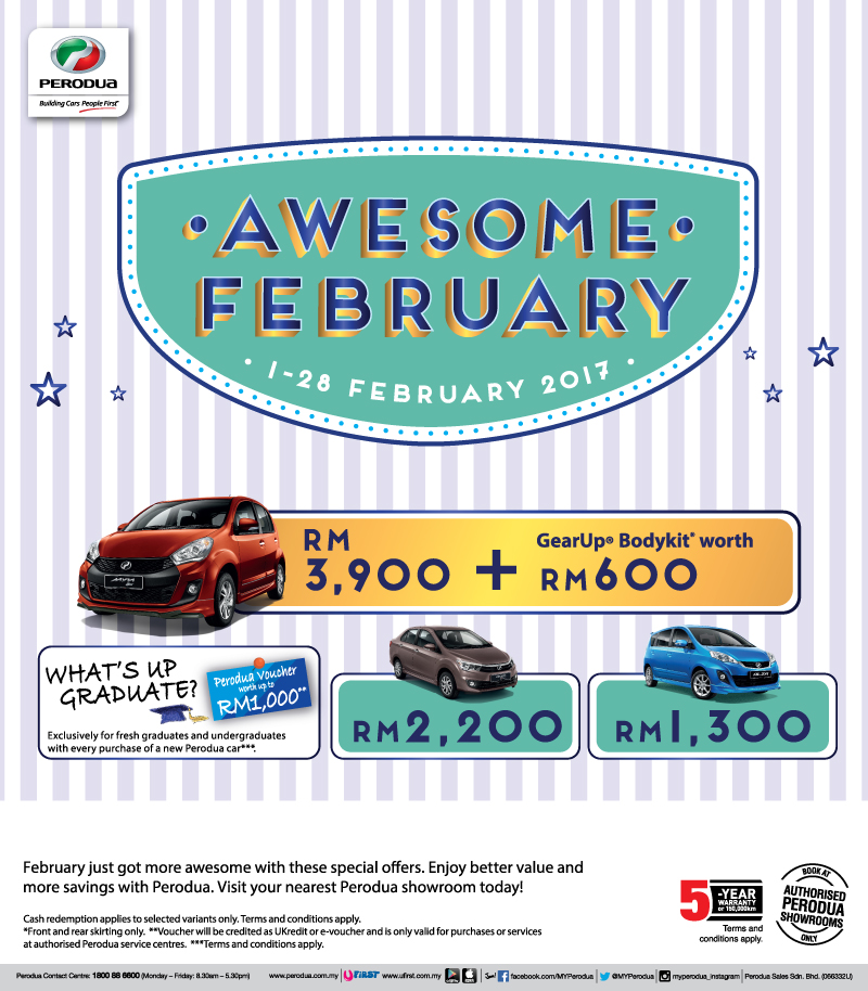 Perodua 2月份买车促销，可节省高达 RM 4500