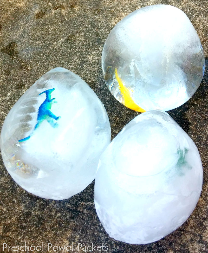 Ice Egg Dinosaur Preschool Science Experiment | Preschool Powol Packets