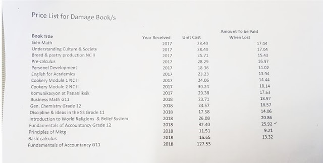 Clarification on the amount to be paid by learners for lost textbooks