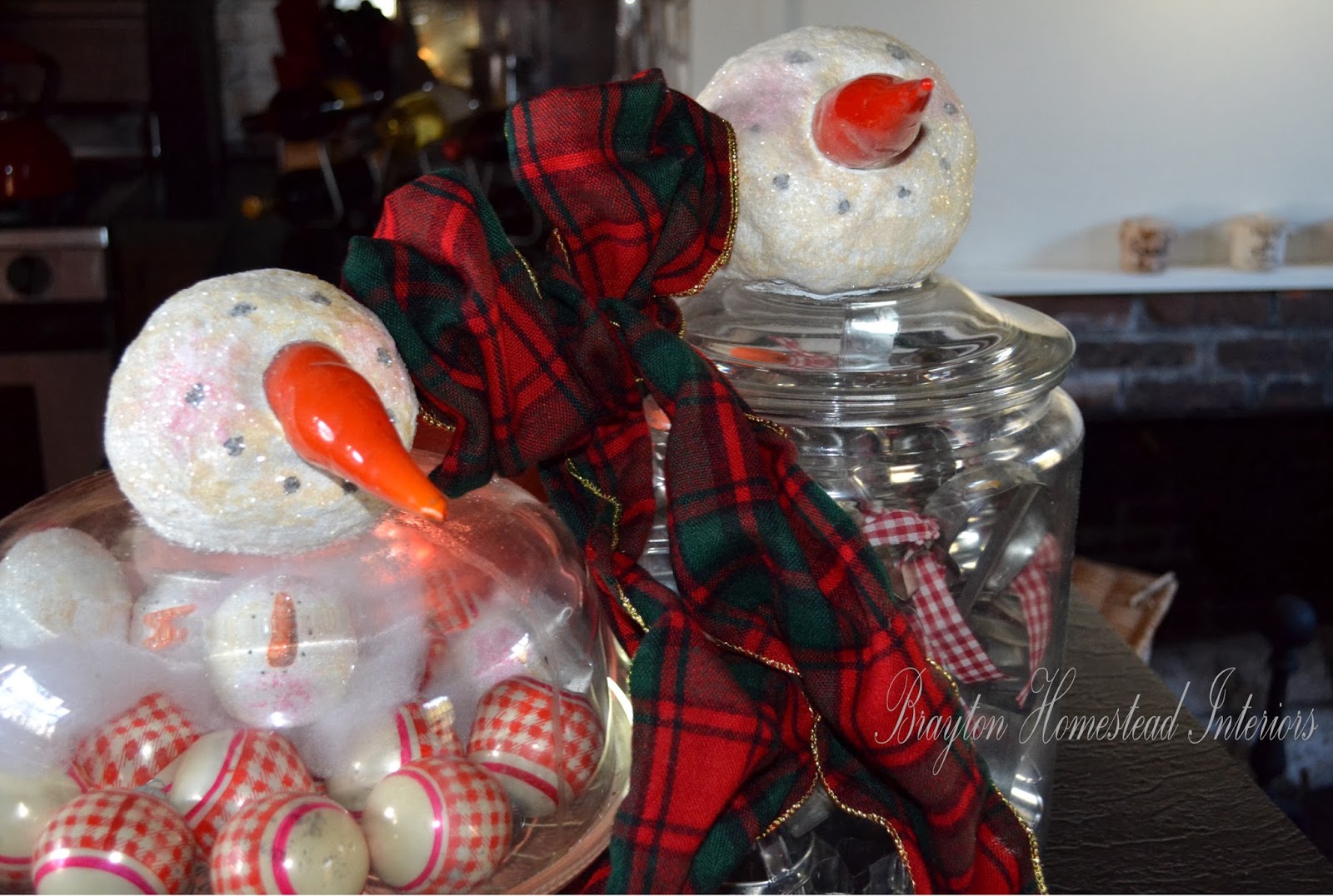 BRAYTON HOMESTEAD INTERIORS: Snowman jars in the kitchen