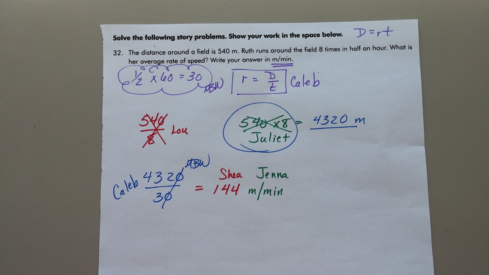 Mrs.Warren - Math on Team Vista: Solving Problems with Rates