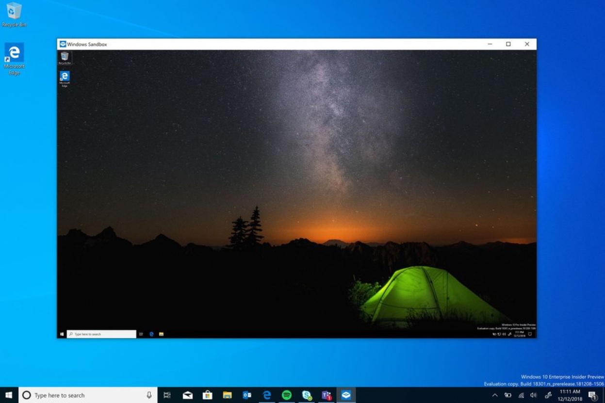 Windows Sandbox hafif bir sanal makinedir