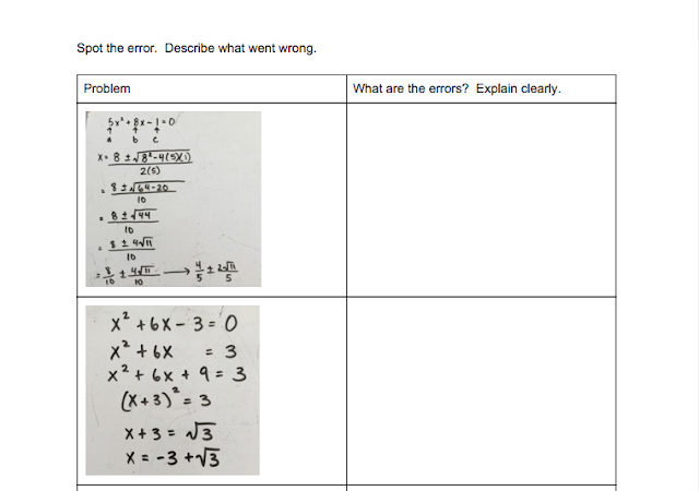 Making Math Visual: Google Docs in Math: Error Analysis