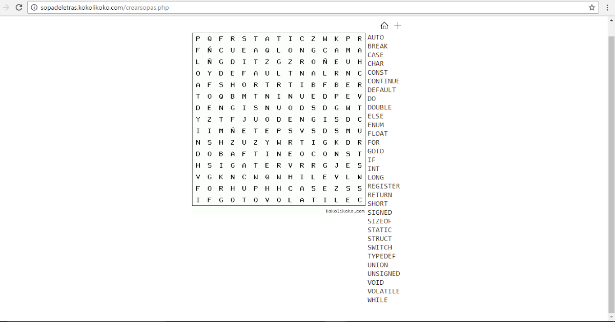 Desarrolla software utilizando programación estructurada : sopa de letras