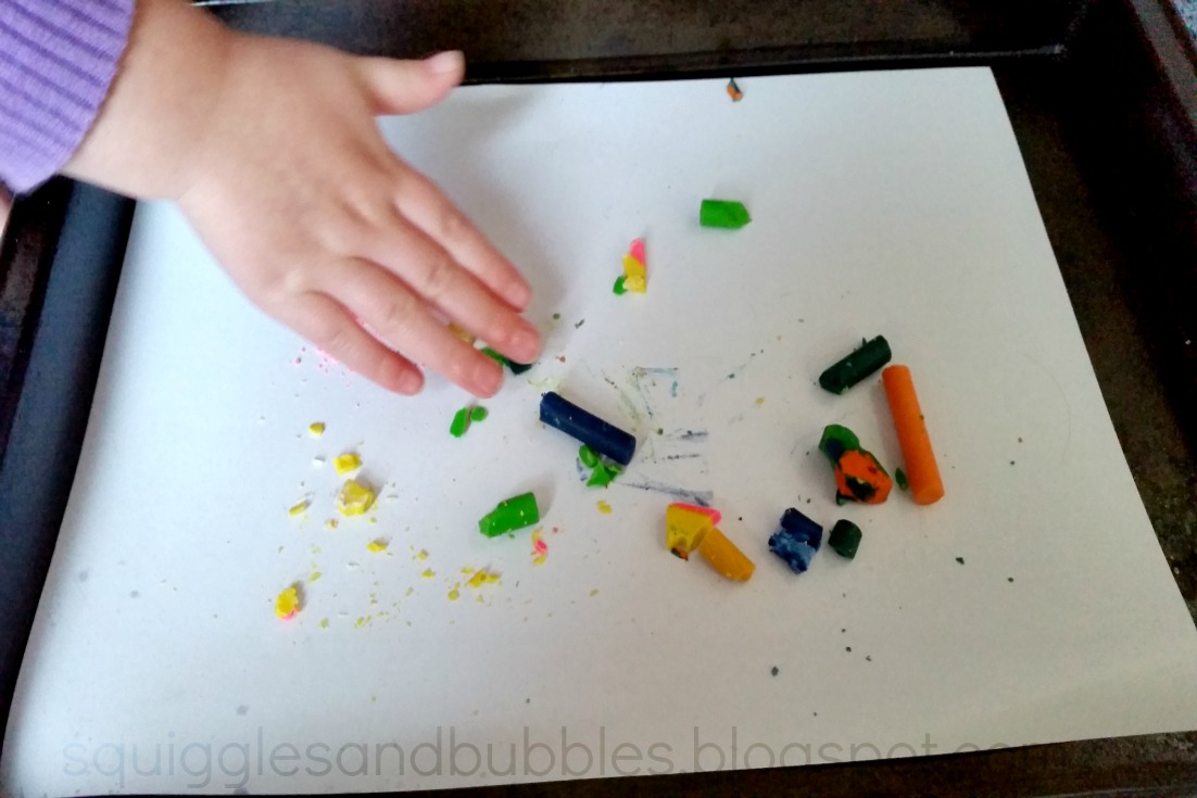 Squiggles and Bubbles: Exploring hammers and crayons {Crayon Process Art}