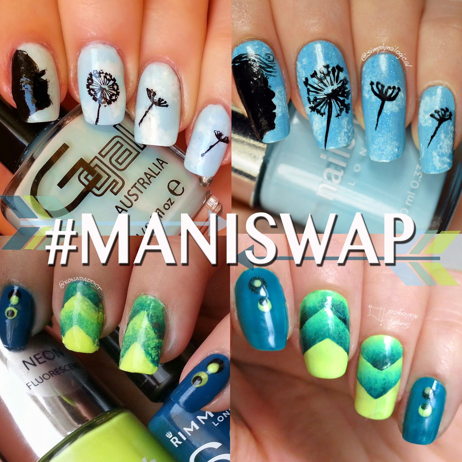 Simply Nailogical: Mani swap: Freehand dandelion silhouettes and a ...