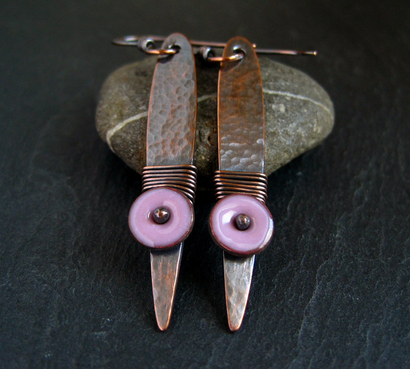 Copper and Enamel Earrings