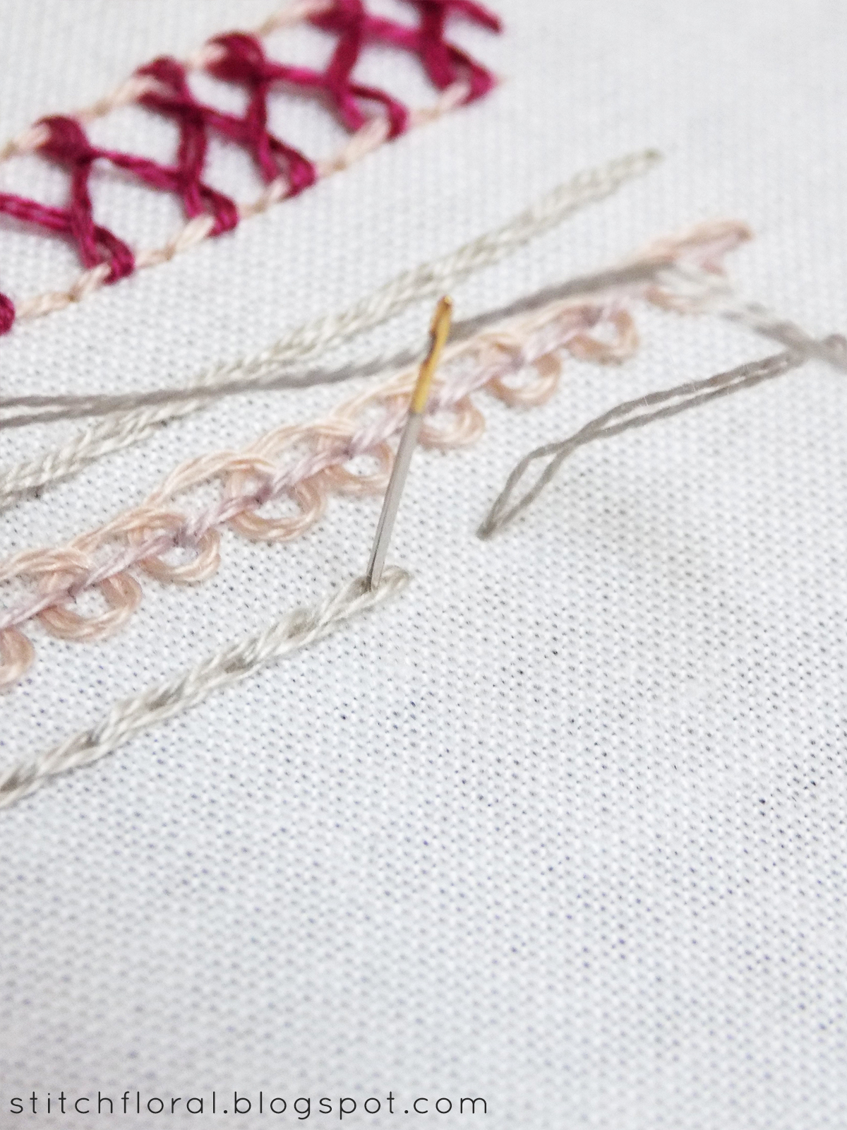 Line stitches and their variations: sampler - Stitch Floral