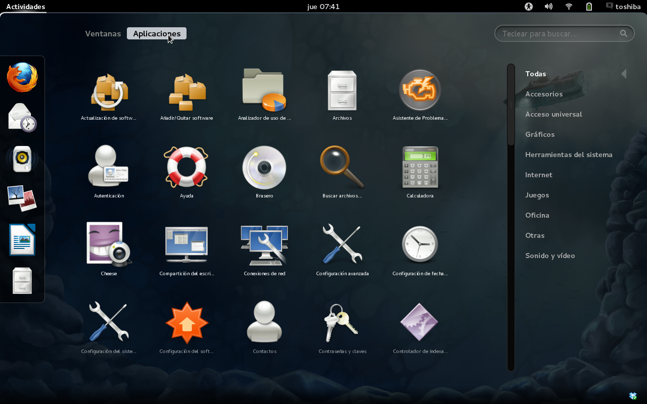 Así somos Linux: Fedora, Toshiba y Gnome Shell