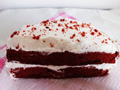 Red Velvet Cake with Whipped Cream Frosting