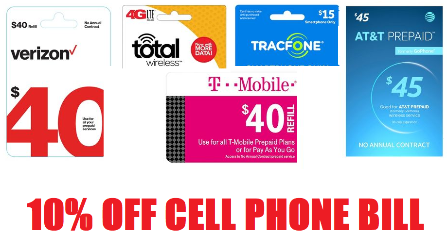 10% off all Prepaid Digital Airtime Phone Refill Cards From Verizon, T ...