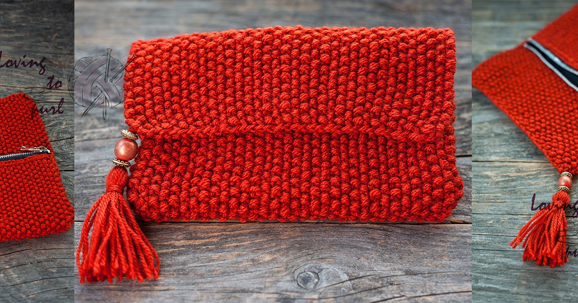 Elegant knitted purse with beads and tassel