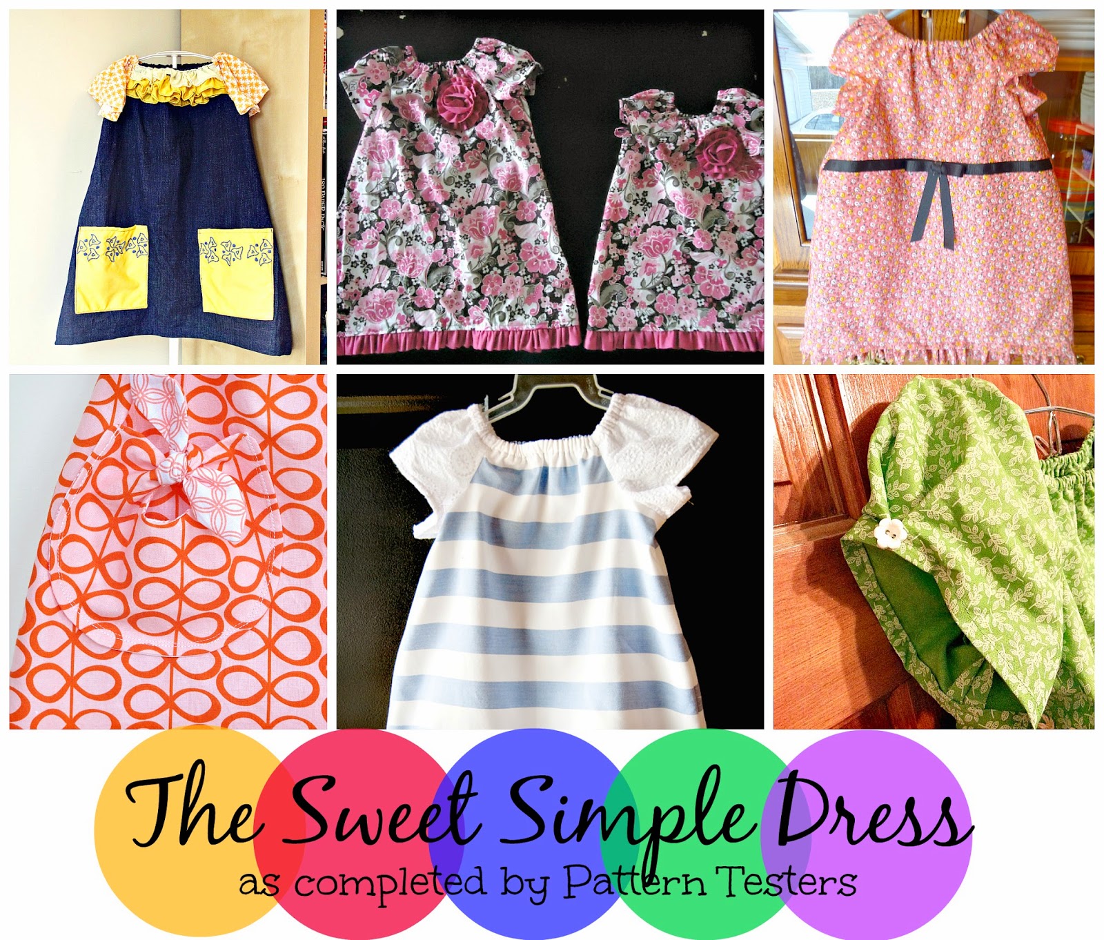 The Sweet Simple Dress-- as completed by my Pattern Testers.