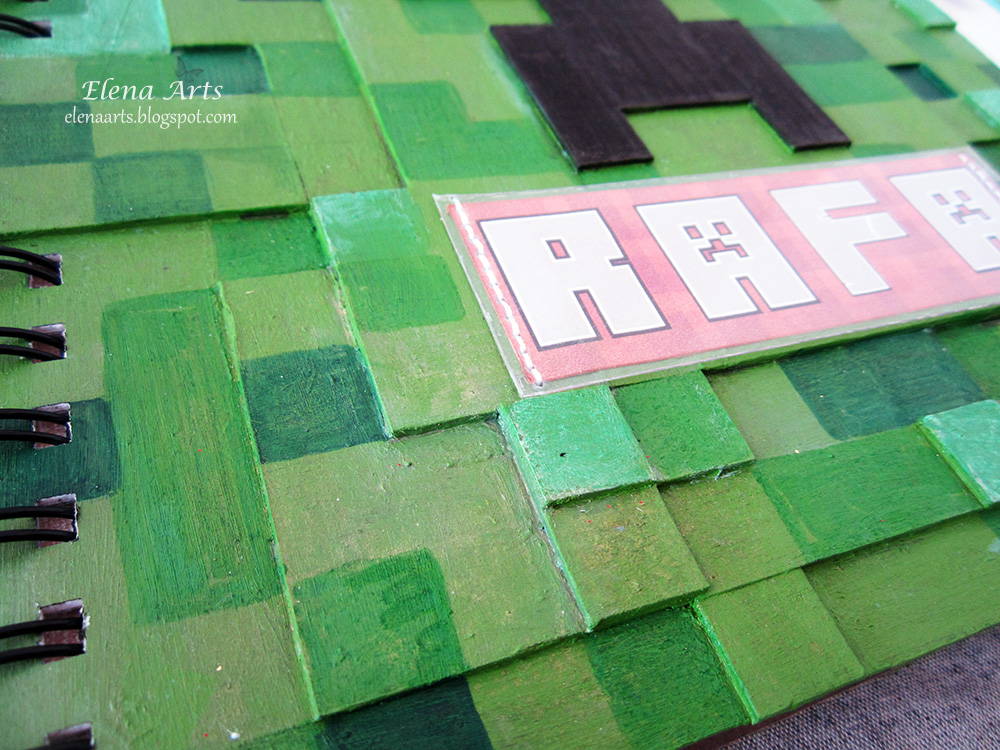 Elena Arts: Libro de firmas "Minecraft" para la Primera Comunión de Rafa.