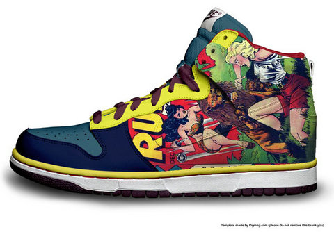 Nike SB Dunk Cartoon Shoes : DC Comic Nike Dunk Rulah Jungle Goddess ...