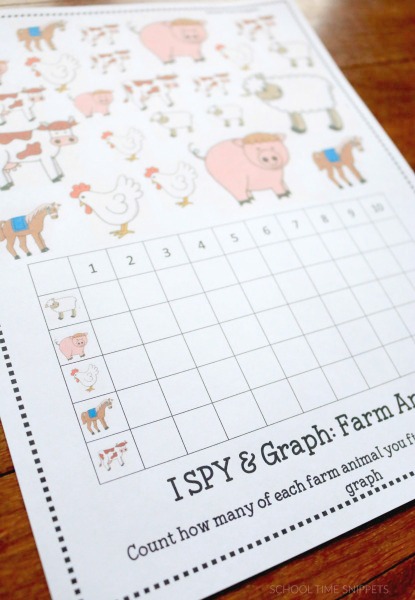 Count & Graph Farm Animals Activity | School Time Snippets