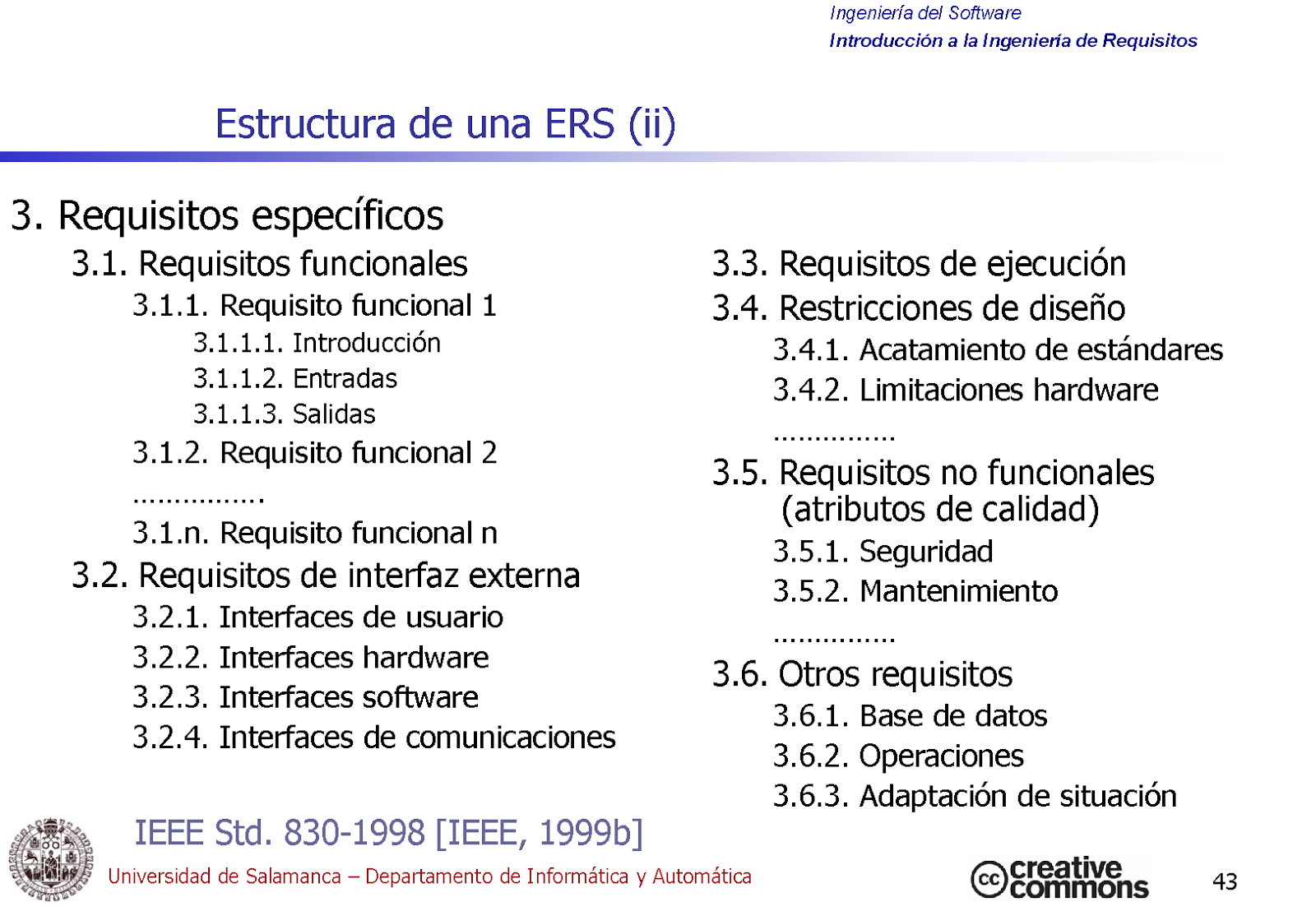 Requerimientos de Software: Tema 5: Diferentes Estructuras de los ERS