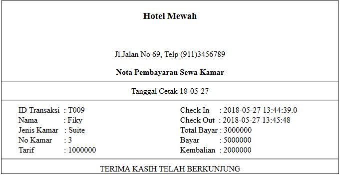 Aplikasi Pemesanan Kamar Hotel Menggunakan Java Netbeans dan Database Mysql