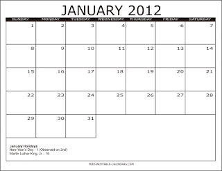 chinese new year: january 2012 calendar printable