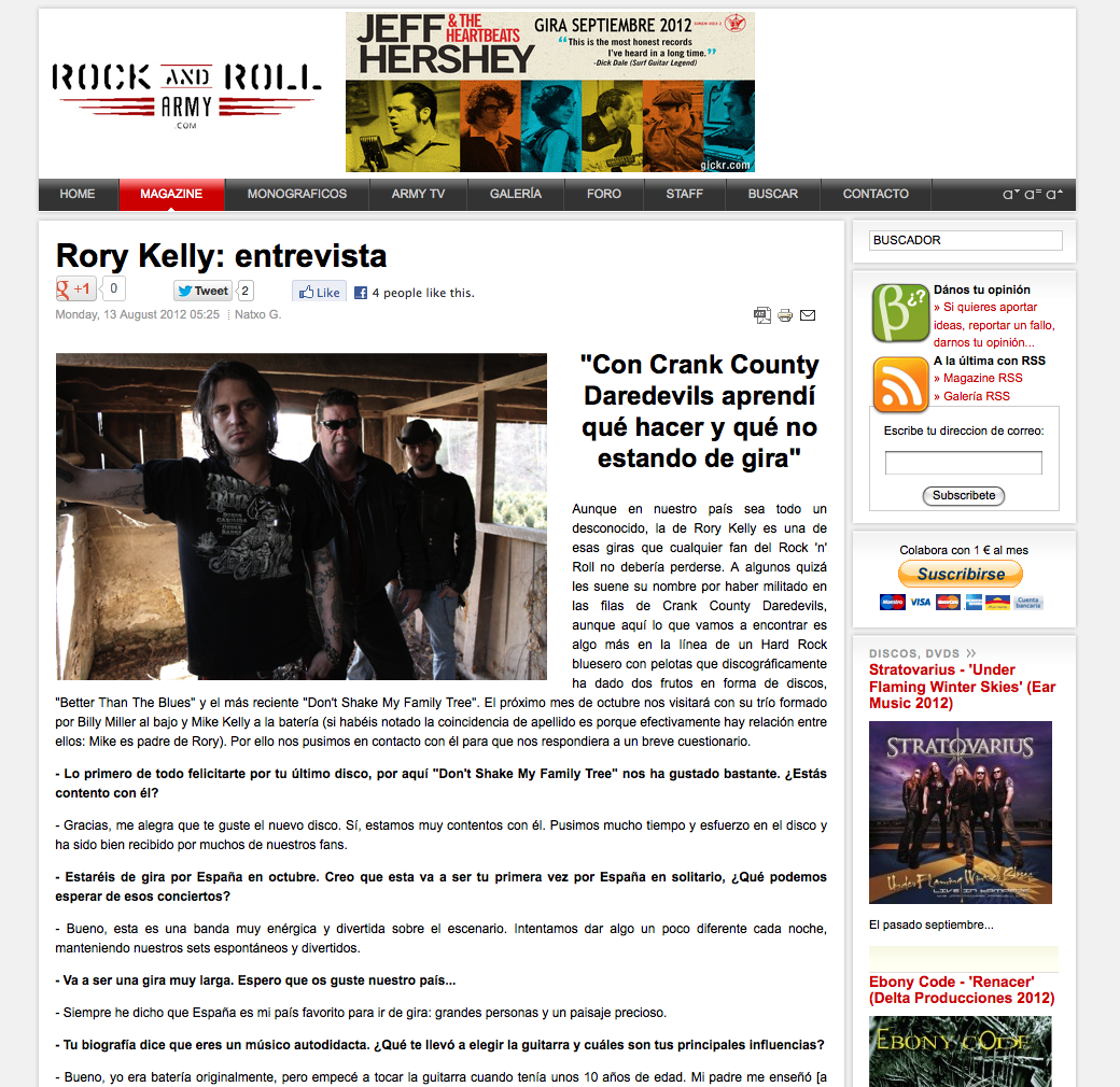 Rory Kelly - Feature Interview On Rock And Roll Army - Rusty Knuckles ...