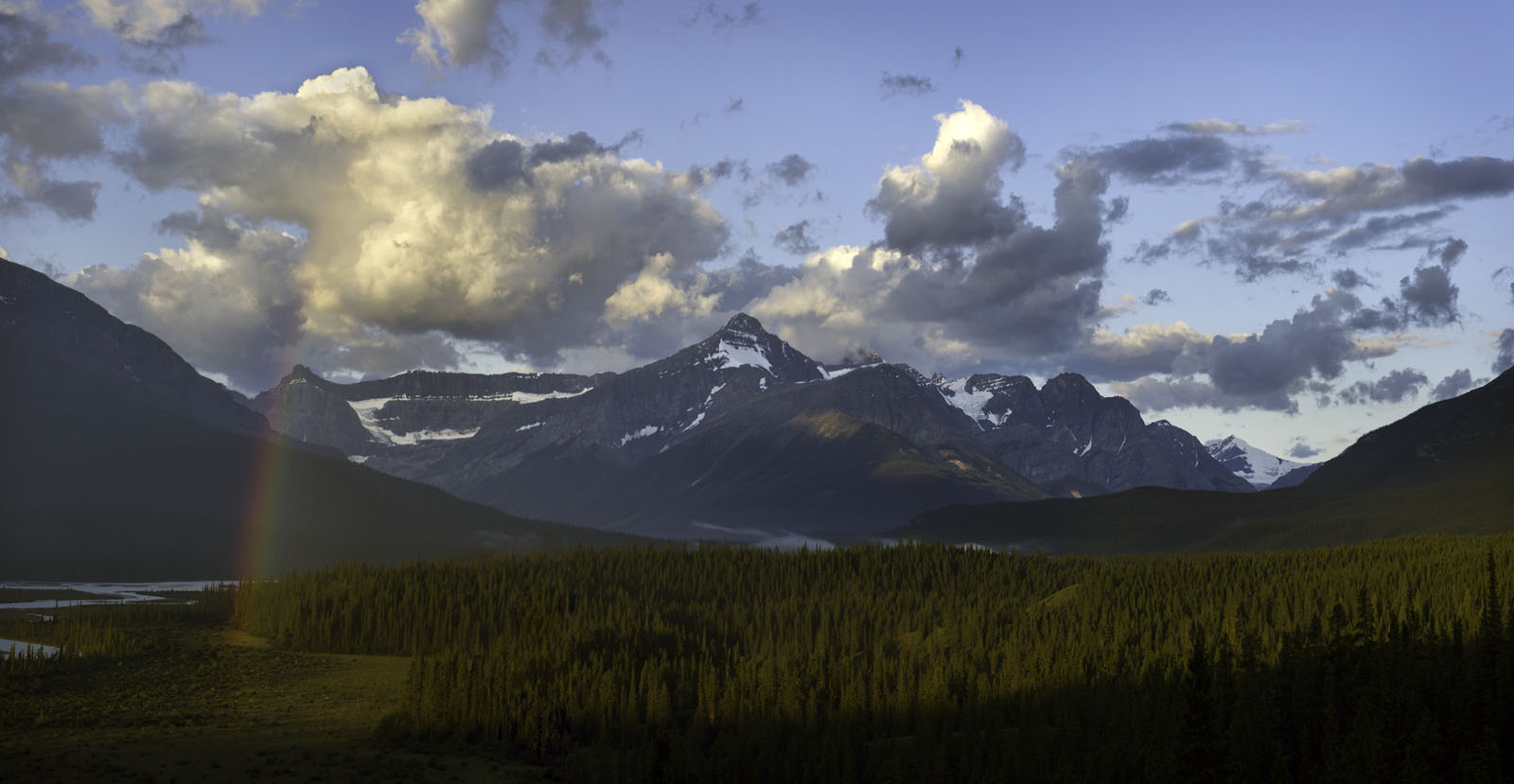 Jim Cox Photos: Early Morning Rainbow at Saskatchewan River Crossing