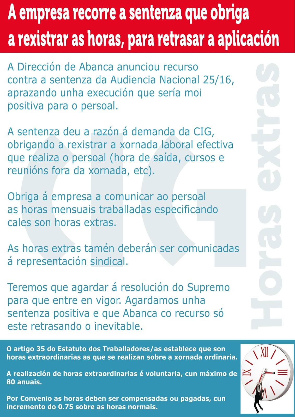 Comunicado horas extras