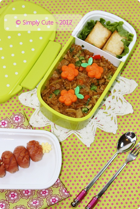 Simply Cute...: (# 248) Fried rice with tofu and fish sausage