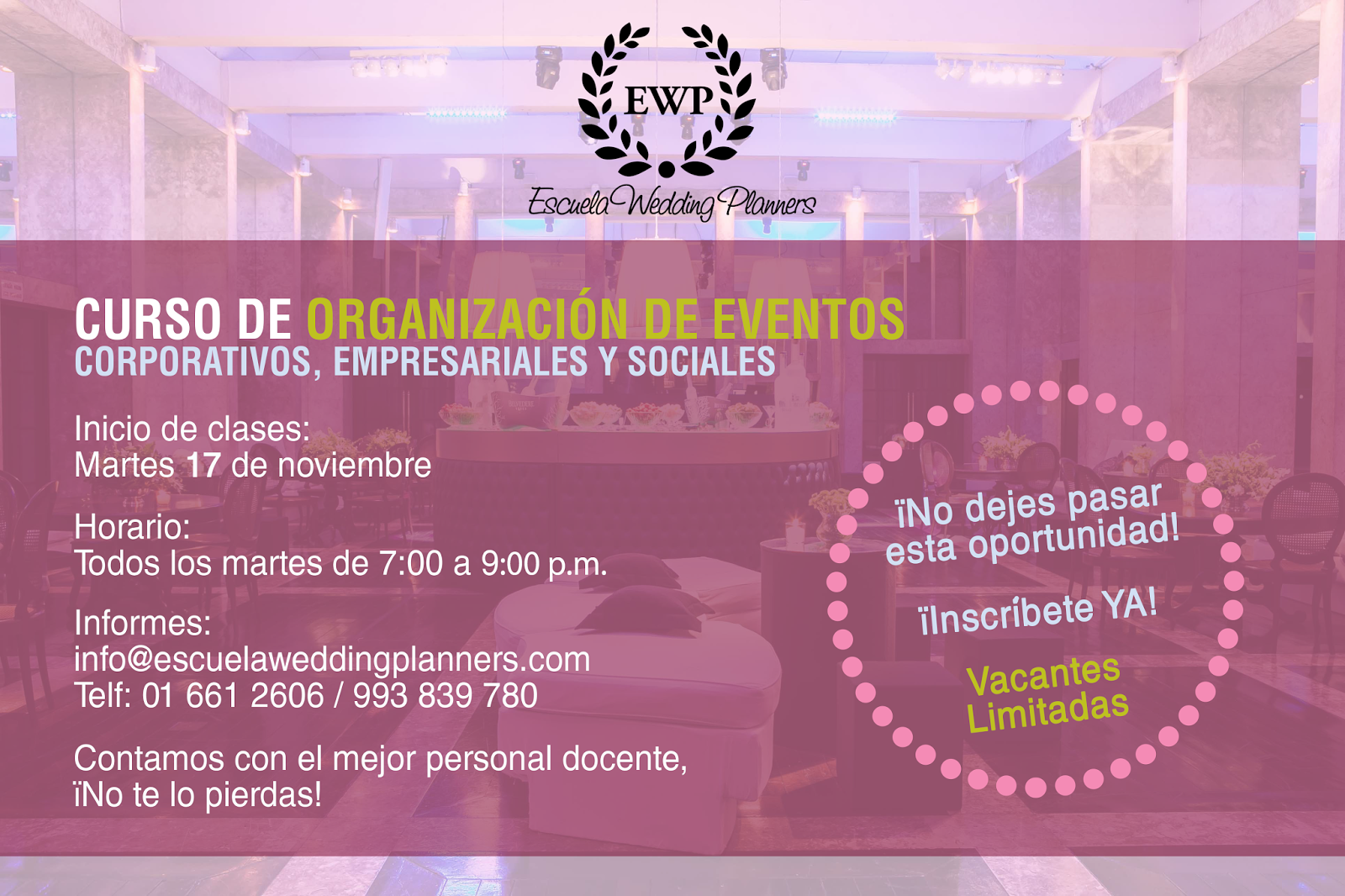 Inicio de Clases: Curso de Organización de Eventos