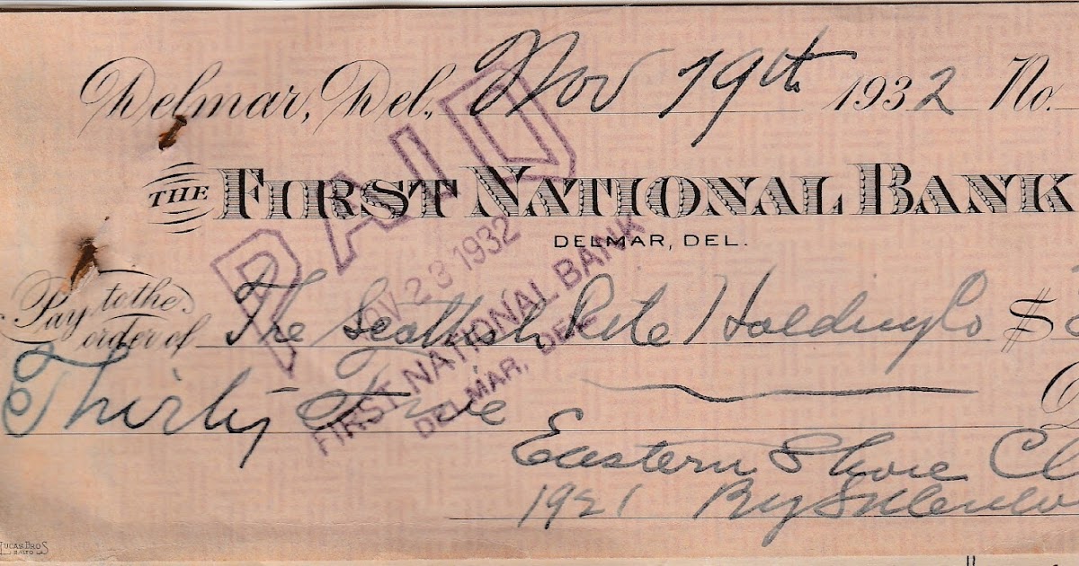 Delmar Historical And Art Society: An Example of A First National Bank ...