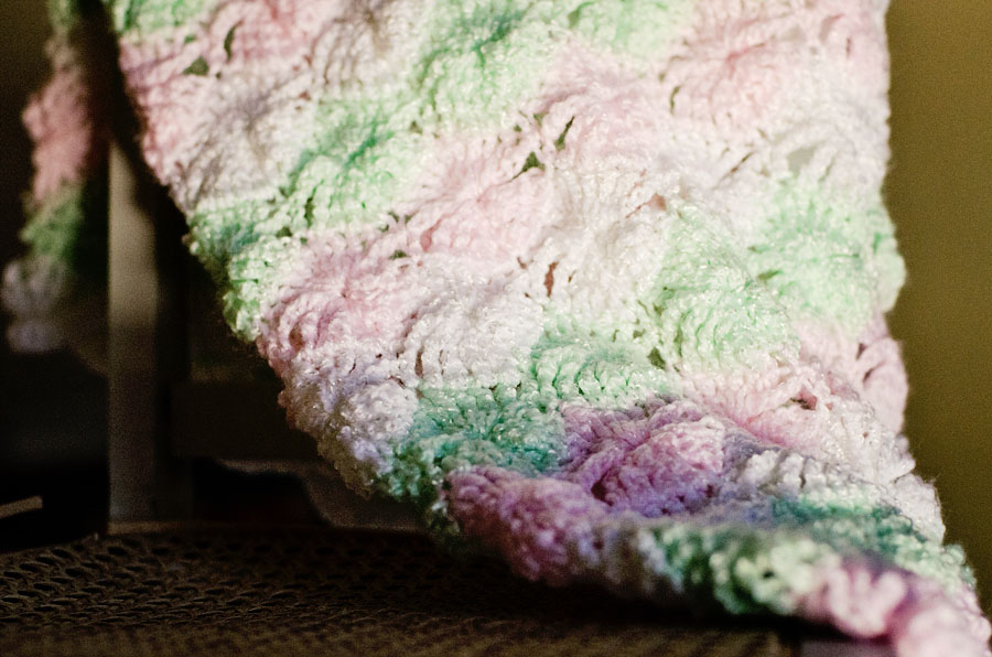 Straddling the Gap: Delicate Pastel Shells Afghan