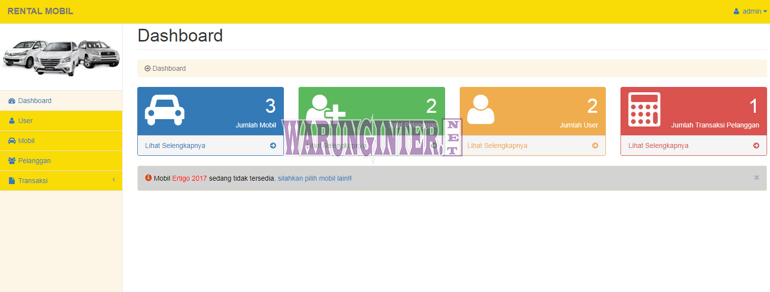 Download Aplikasi Rental Mobil Berbasis Web (PHP dan MYSQL) - Warung ...