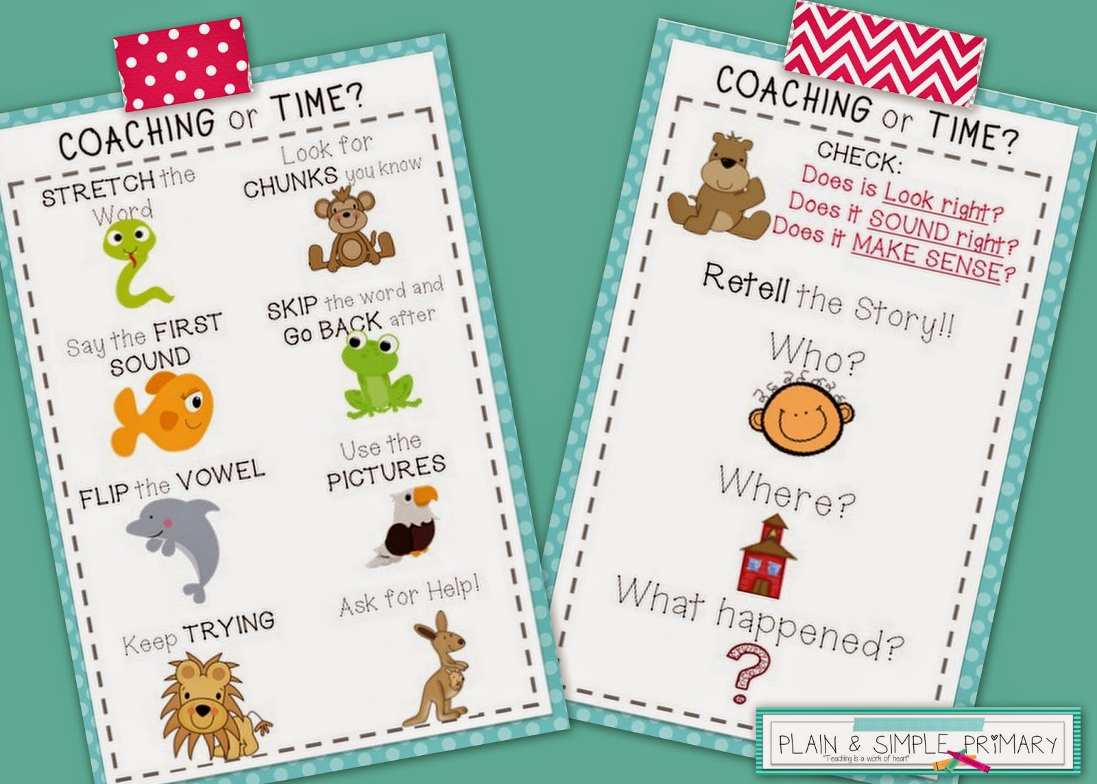 Plain and Simple Primary: Coaching or Time Helper Sheets for Partner ...