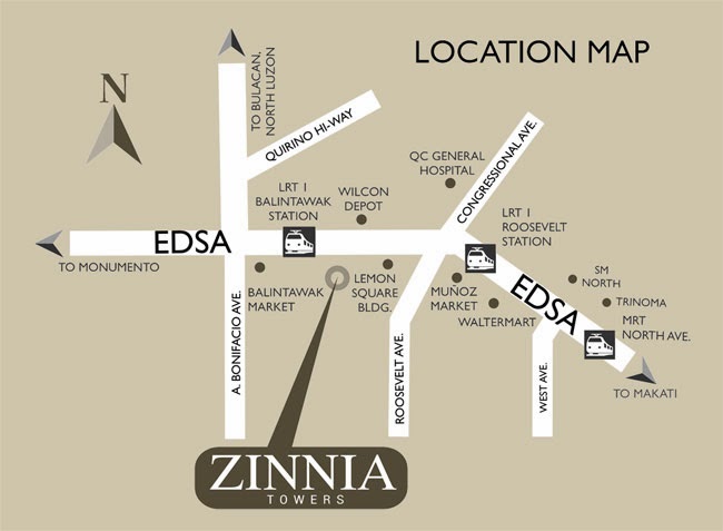 DMCI PROJECTS ZINNIA TOWERS: LOCATION AND VICINITY MAP