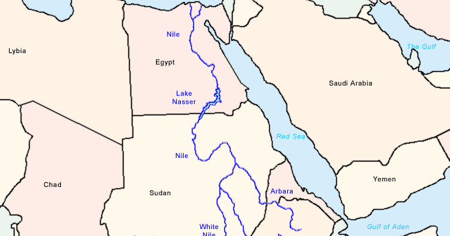 Kaart landen Afrika: Kaart Nijl – Witte Nijl en Blauwe Nijl, langste ...