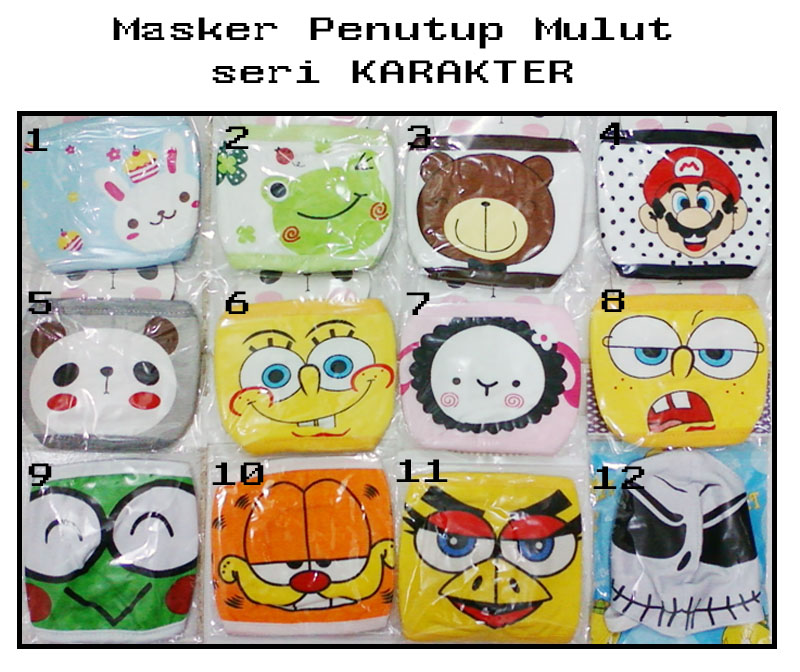 Jual Baju Murah: MASKER PENUTUP MULUT KARAKTER 12.ooo