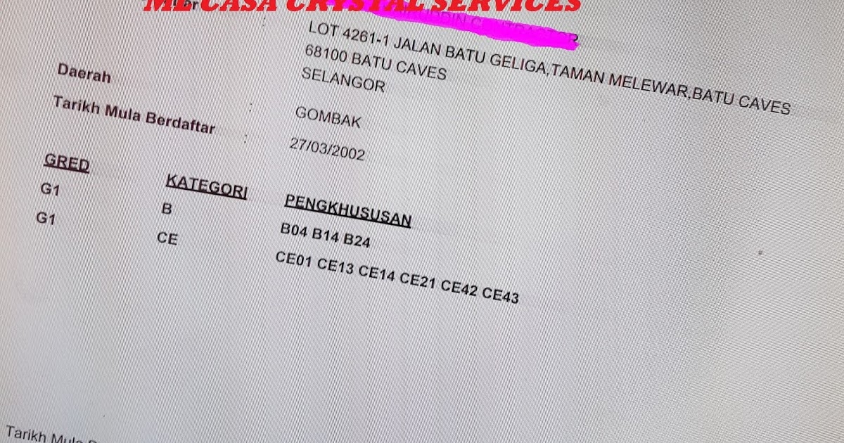 CIDB / SPKK / STB / MOF / TNB VENDOR / ISO / PETRONAS / TRADEMARK ...
