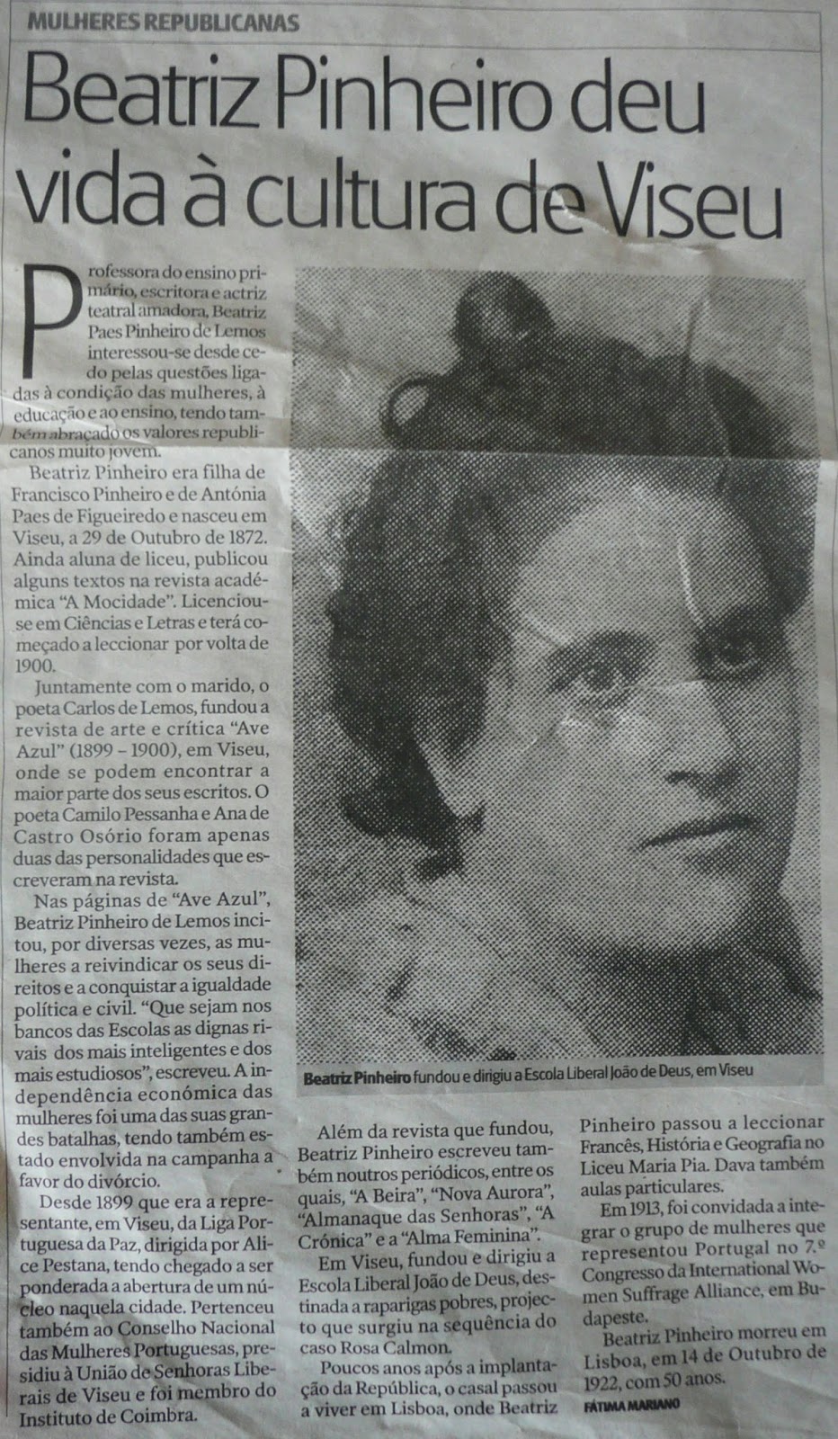 revista de arte e crítica de viseu: «Beatriz Pinheiro deu vida à ...