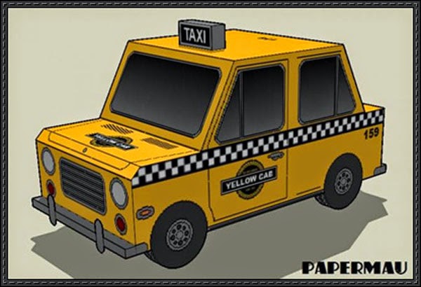 Simple Easy Yellow Cab Taxi Papercraft Free Download - PAPEROX FREE ...