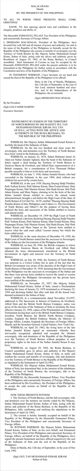 parlimen81: Kesultanan Sulu , Perjanjian , Filipina dan Operation Merdeka