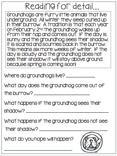 1st Grade Hip Hip Hooray!: GROUNDHOG DAY PREDICTIONS!!