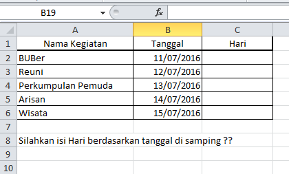 Belajar Rumus Excel Hari dan tanggal Otomatis - Update Informasi