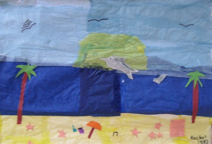 The Primary School Art Room: Tissue Paper Collage Beach Scenes