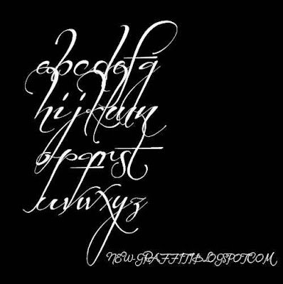 New Grafity's: Cursive Graffiti Writing Alphabet, Before the Rain Font