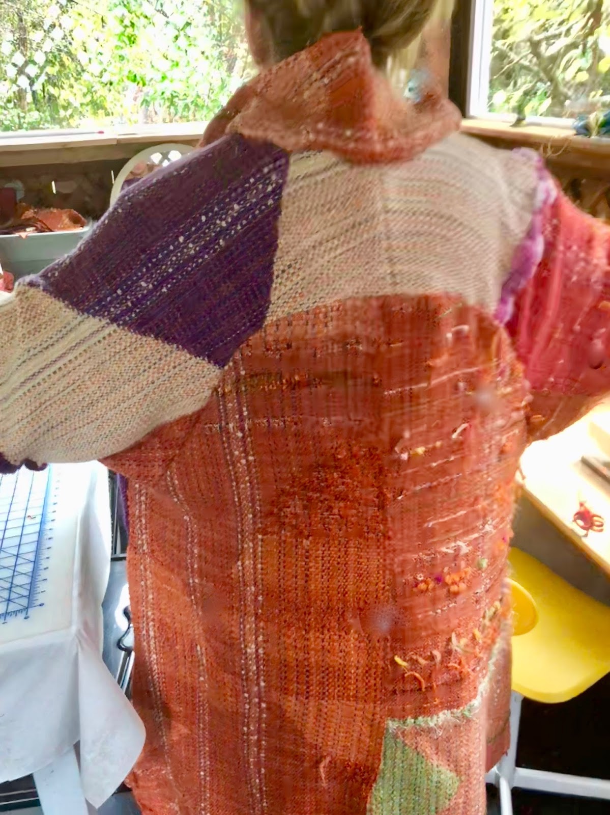 CENTERING WITH FIBER: Sewing Saori hand woven clothing class in the ...
