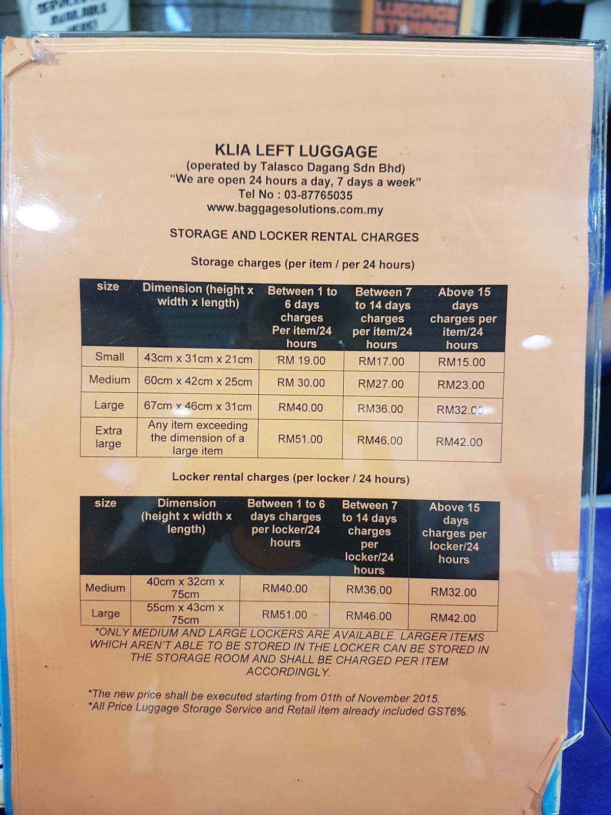 KL Holiday: Luggage storage at KLIA airport