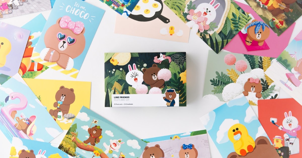 LINE FRIENDS illustrations theme Postcards Set of 25 Postcards & 25 ...