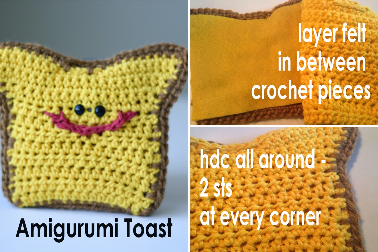 Butter Toast Bread Crochet Amigurumi Play Food