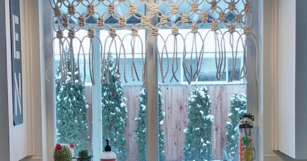 DIY Macrame Kitchen Curtain - Little Vintage Cottage