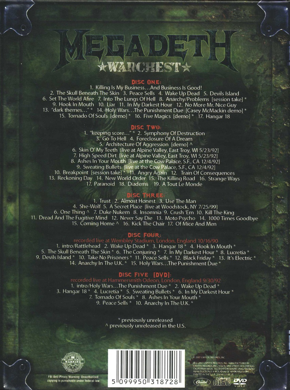 Cries from the Quiet World: Megadeth "Warchest (Box Set)"